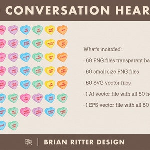Conversation Hearts | Valentine Candy Sayings | PNG | SVG | EPS ...
