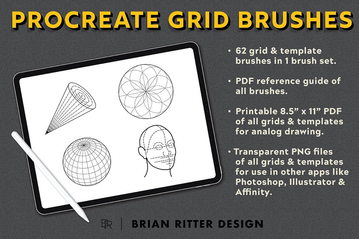 Procreate Drawing Grid Brushes - Etsy