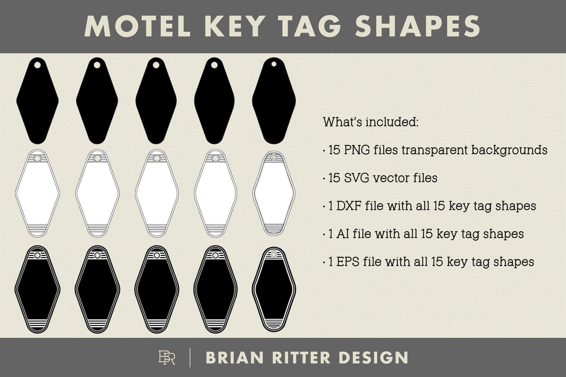 Motel Key Tag Shapes | Retro Hotel Keychain Graphics | PNG | SVG | DXF ...