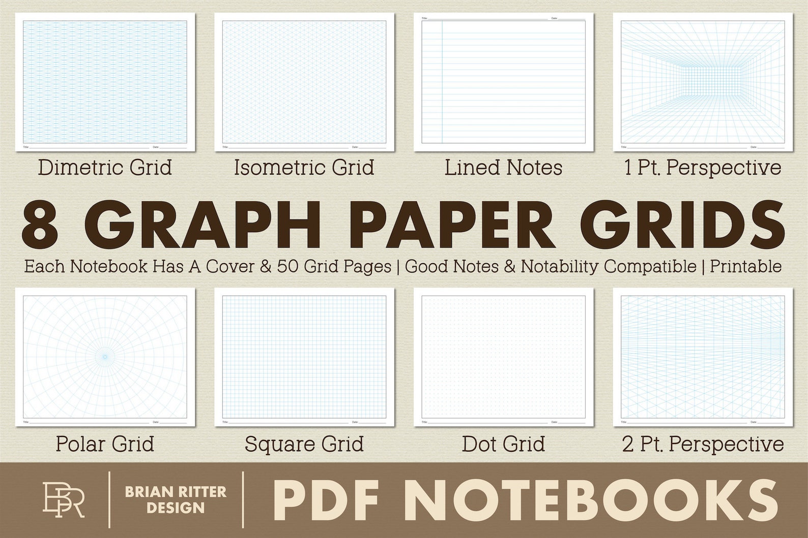 8 Graph Paper Grids | PDF | Templates | Drawing | Goodnotes ...