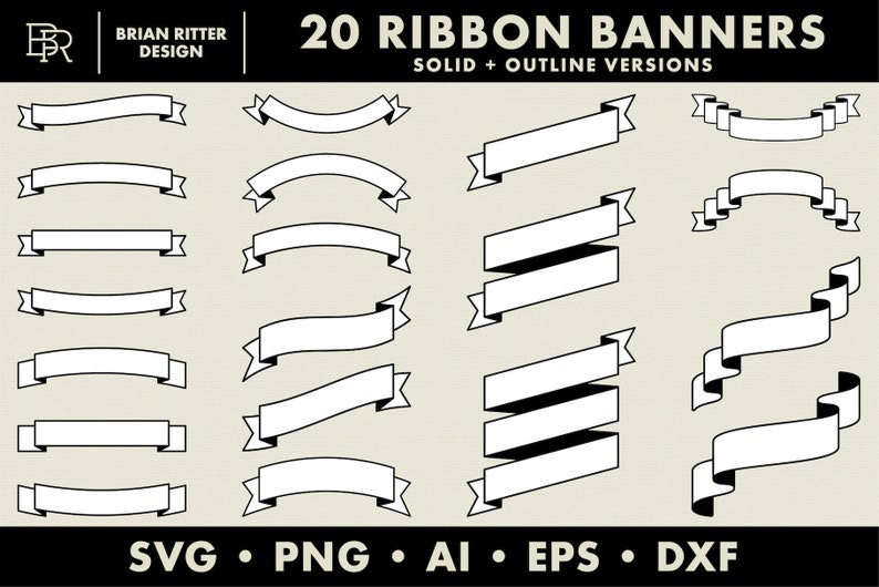 20 Ribbon Banners | Scroll | Label | Header | PNG | SVG | DXF | Digital ...