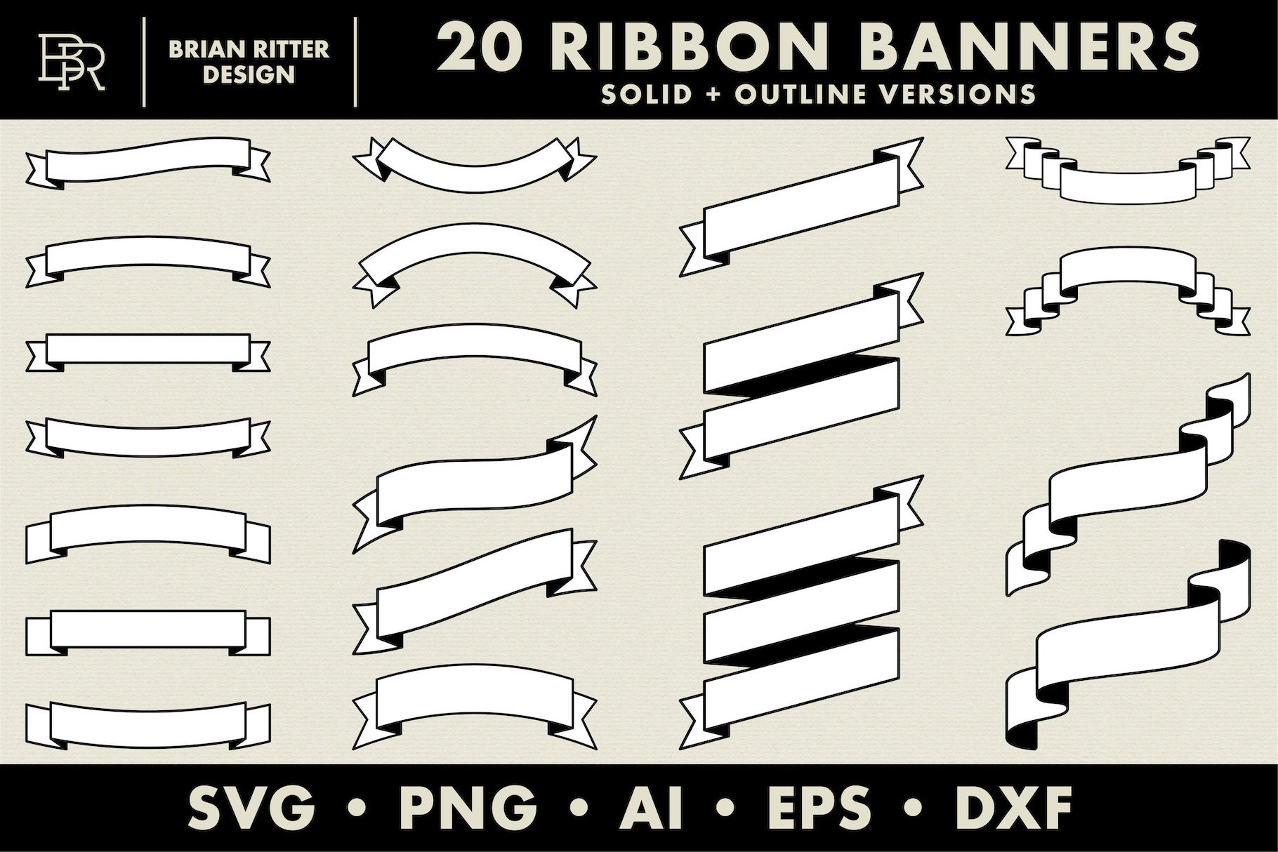 20 Ribbon Banners | Scroll | Label | Header | PNG | SVG | DXF | Digital ...