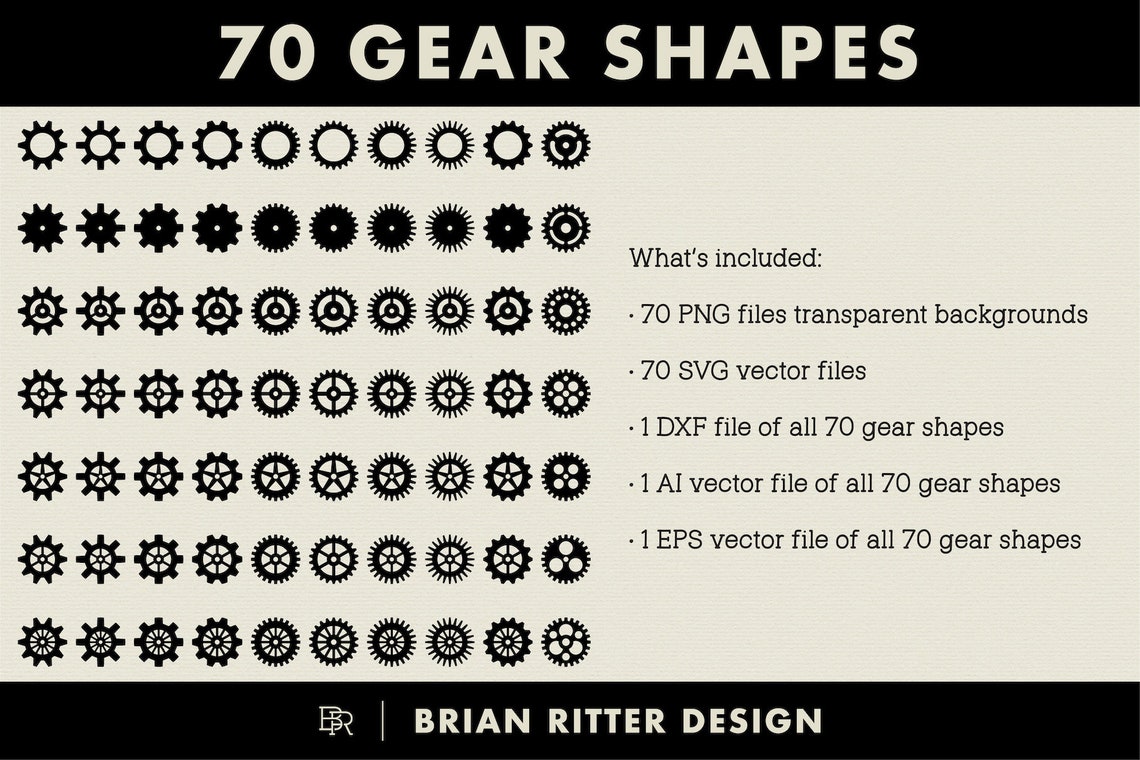 70 Gear Shapes | Cogs | Cogwheels | Sprockets | PNG | SVG | DXF ...