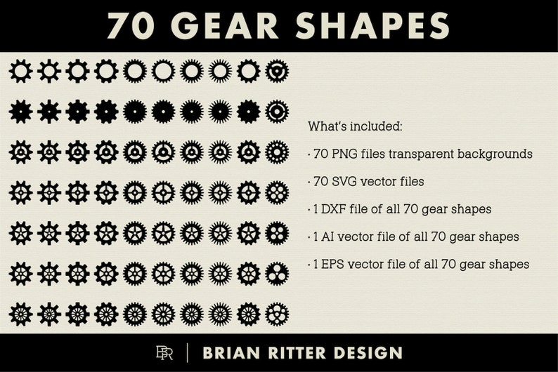 70 Gear Shapes | Cogs | Cogwheels | Sprockets | PNG | SVG | DXF ...