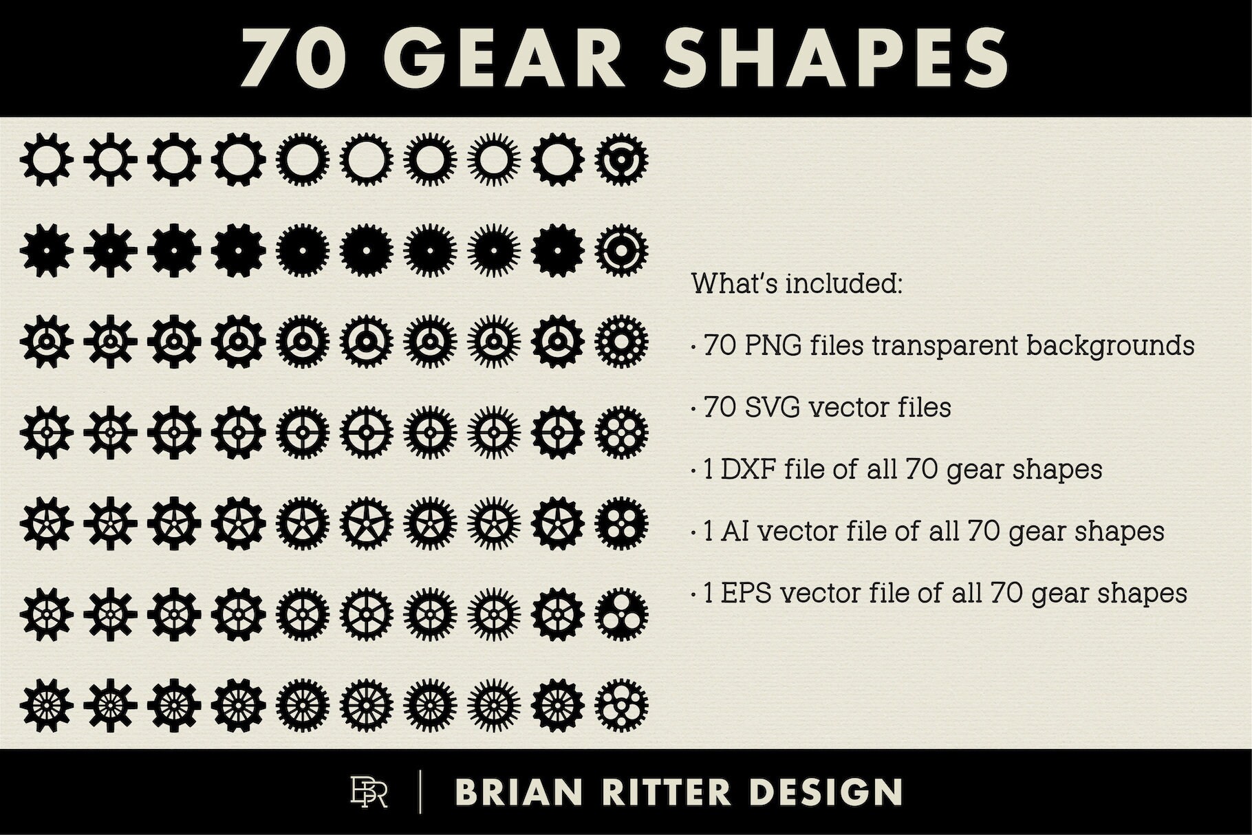 70 Gear Shapes | Cogs | Cogwheels | Sprockets | PNG | SVG | DXF ...
