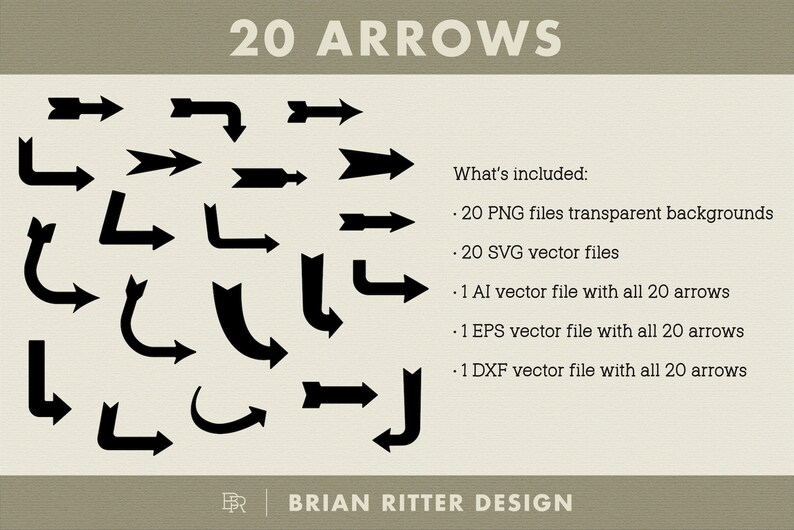 20 Arrows | Retro Vintage Arrow Graphics | PNG | SVG | DXF | Digital ...