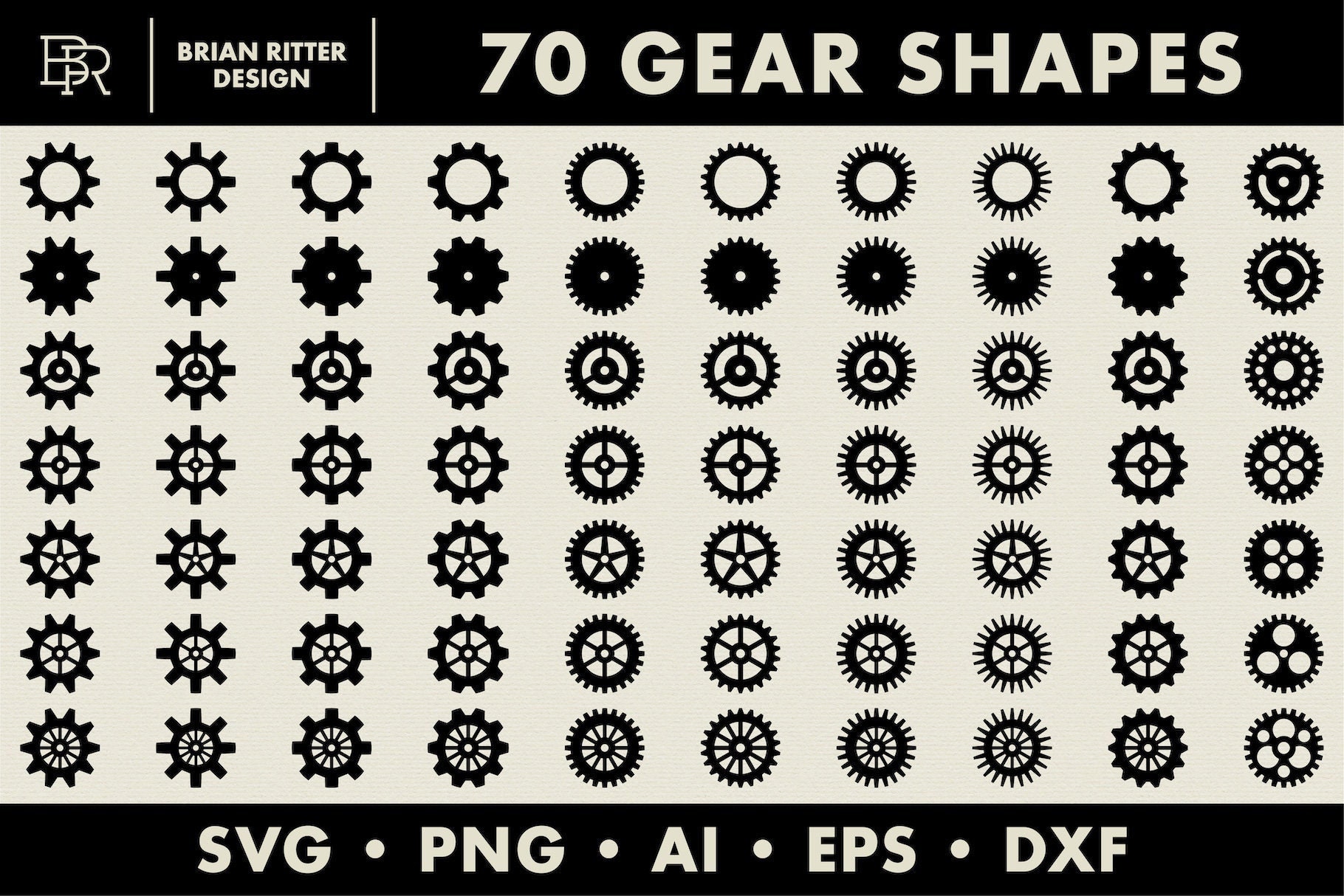 70 Gear Shapes | Cogs | Cogwheels | Sprockets | PNG | SVG | DXF ...
