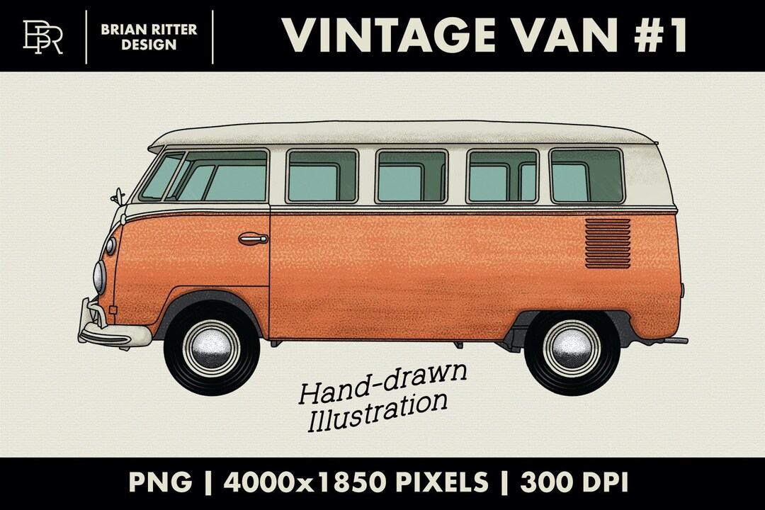 Vintage Van #1 | PNG | Retro Bus | Digital Art | Printable Art - Etsy