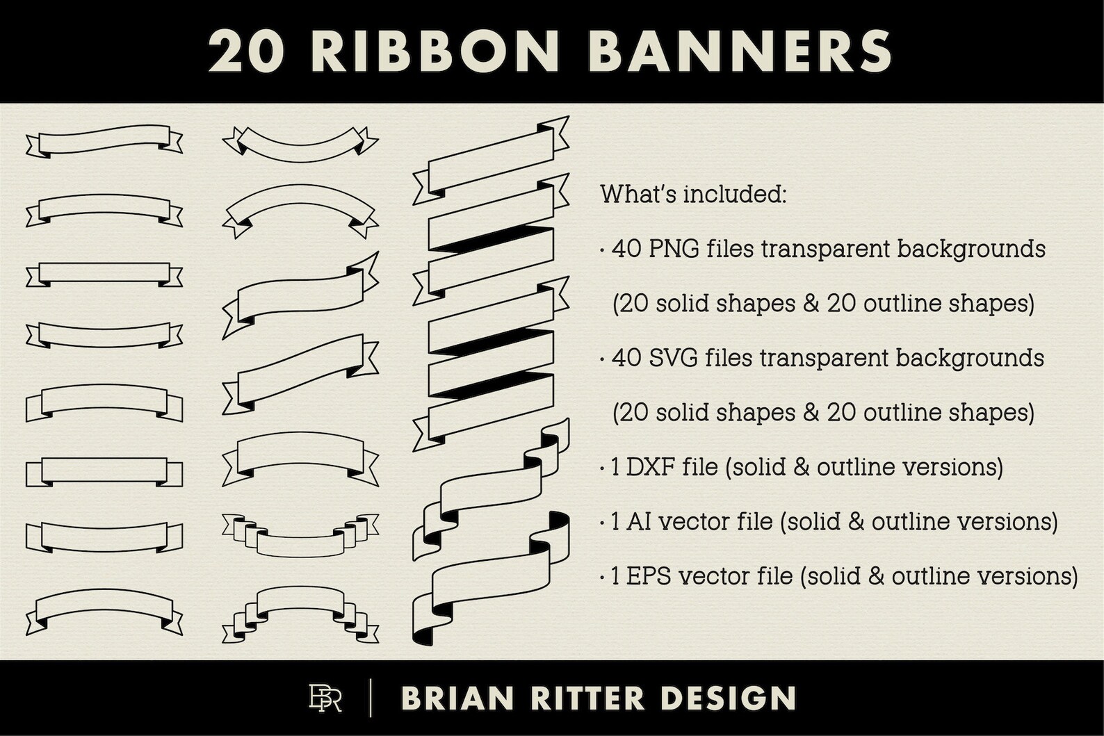 20 Ribbon Banners | Scroll | Label | Header | PNG | SVG | DXF | Digital ...