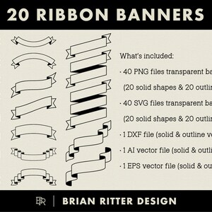 20 Ribbon Banners | Scroll | Label | Header | PNG | SVG | DXF | Digital ...