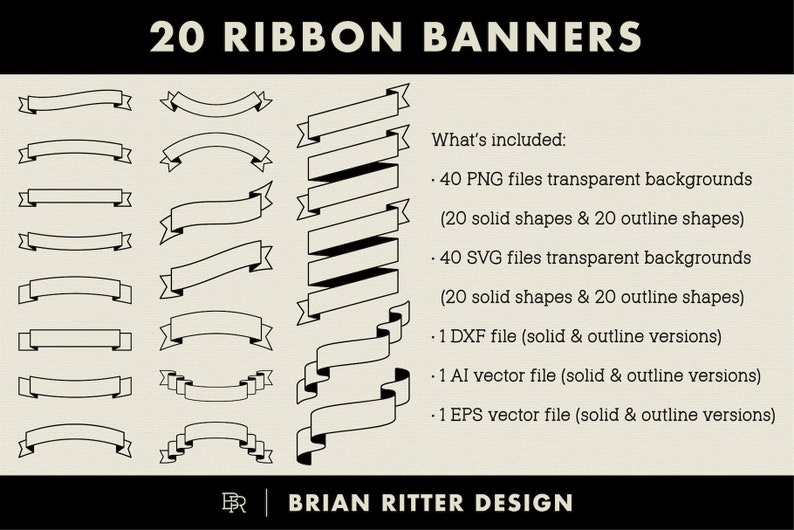 20 Ribbon Banners | Scroll | Label | Header | PNG | SVG | DXF | Digital ...