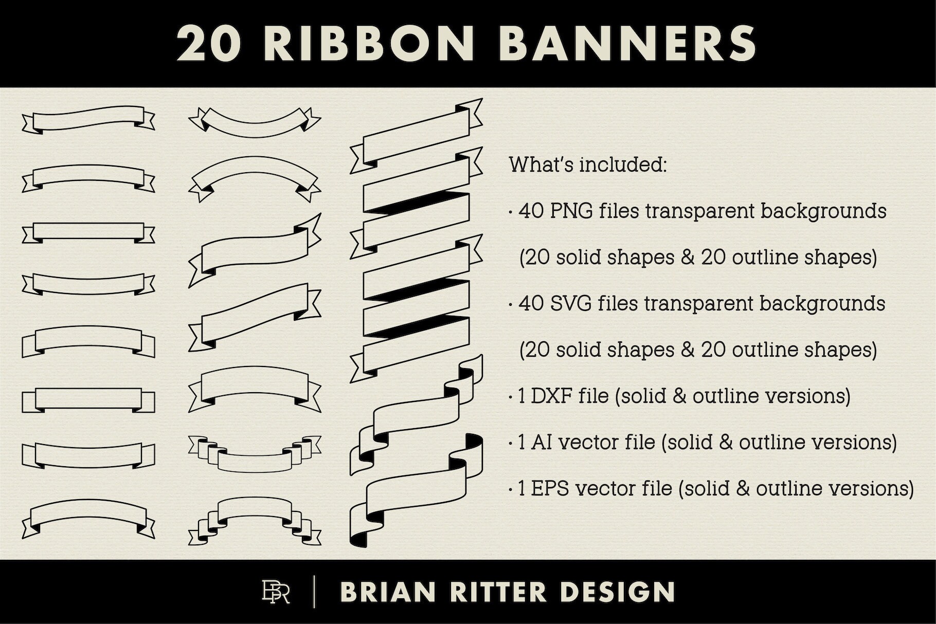20 Ribbon Banners | Scroll | Label | Header | PNG | SVG | DXF | Digital ...