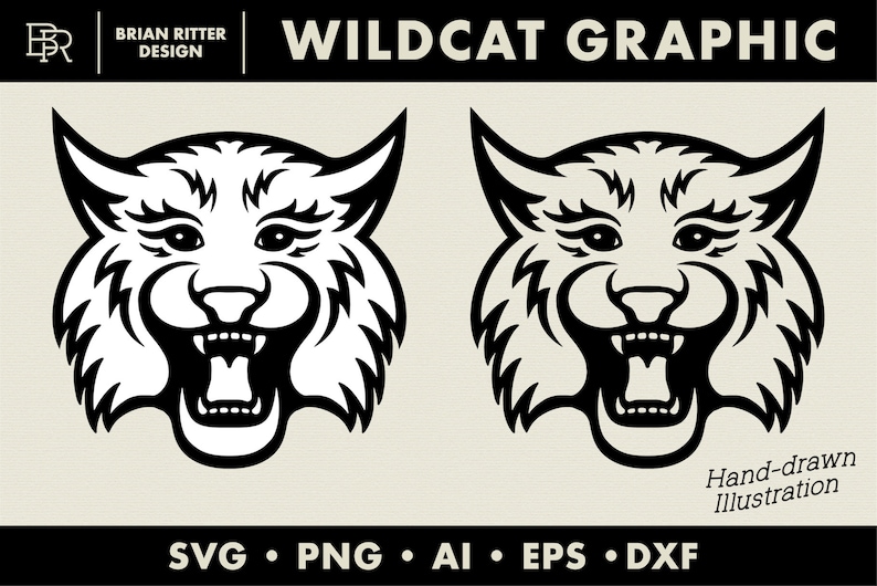 Wildcat Cat Graphic Cut Files PNG SVG DXF - Etsy