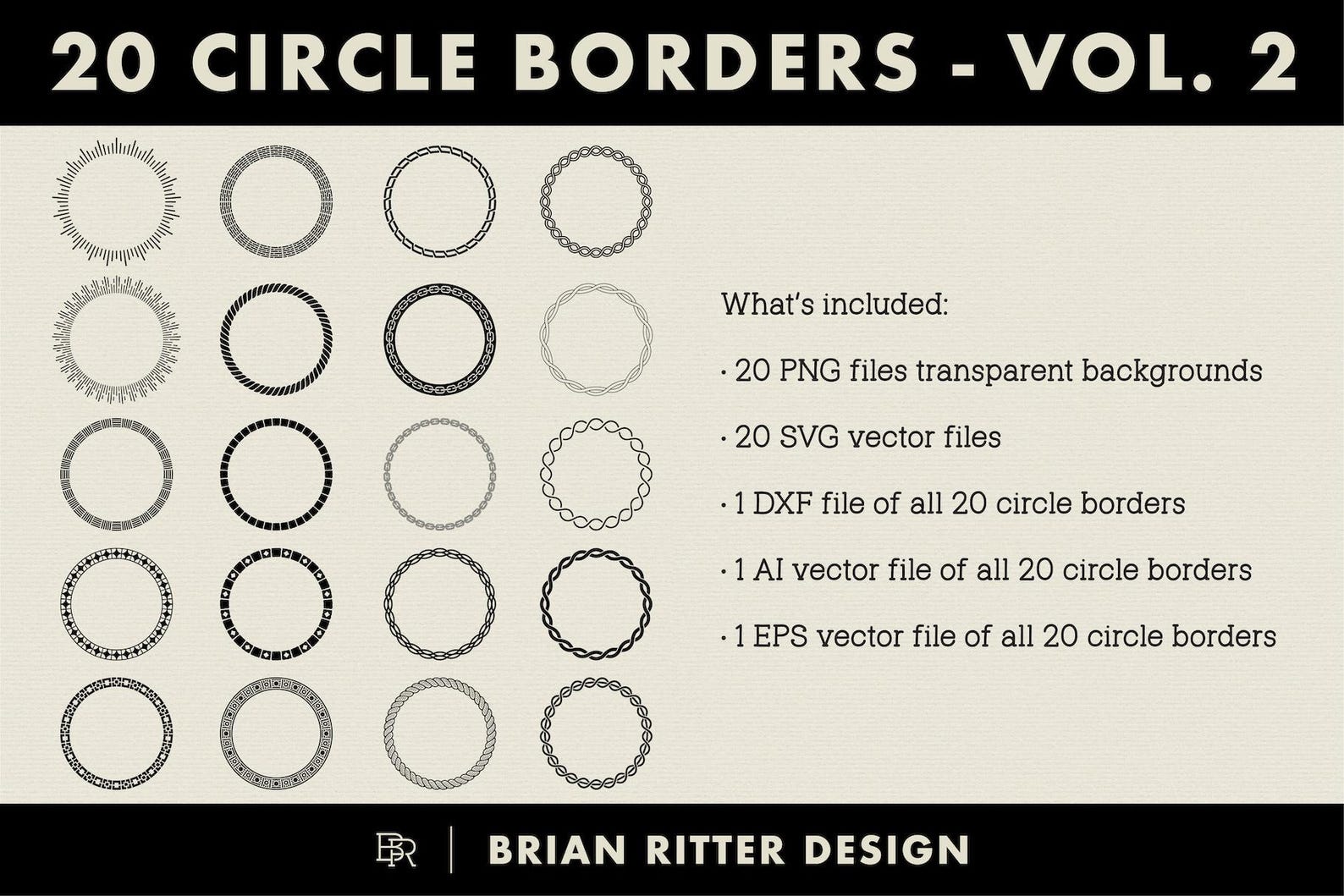 20 Circle Borders - Volume 2 | Circular Frames | PNG | SVG | DXF ...