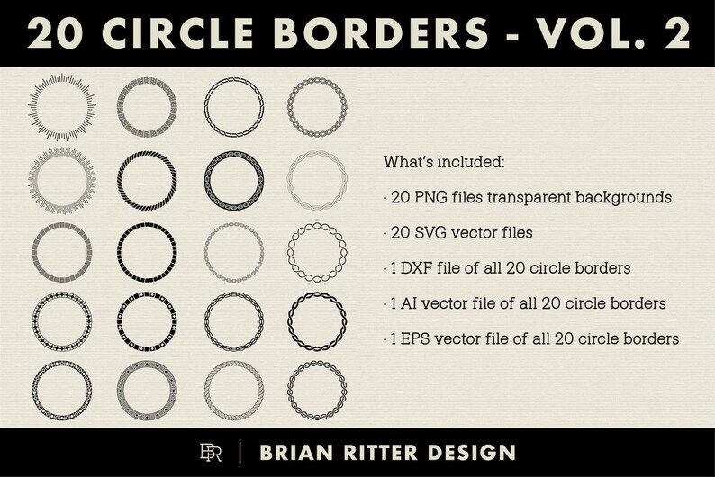 20 Circle Borders - Volume 2 | Circular Frames | PNG | SVG | DXF ...