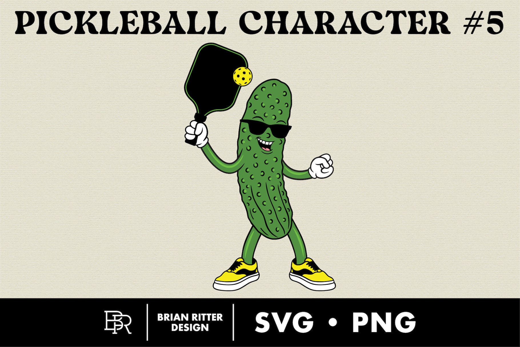 Pickleball Cartoon Character #5 | Retro Funny Character | Pickle Ball ...