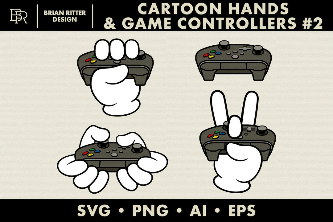 Cartoon Glove Hands and Game Controllers #2 | Comic Hand Gestures | PNG ...