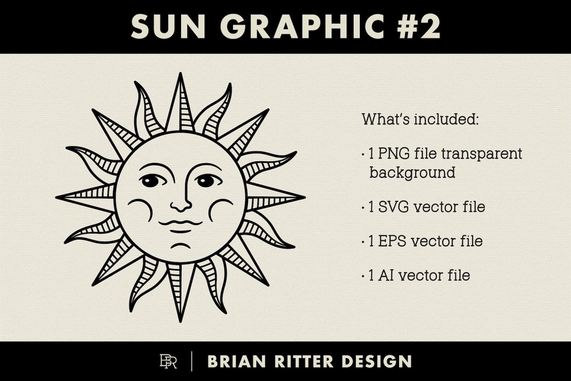 Sun Graphic #2 | Sun Face | Celestial | Sunshine | PNG | SVG | EPS ...