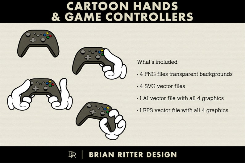 Cartoon Glove Hands and Game Controllers Comic Hand Gestures PNG SVG ...