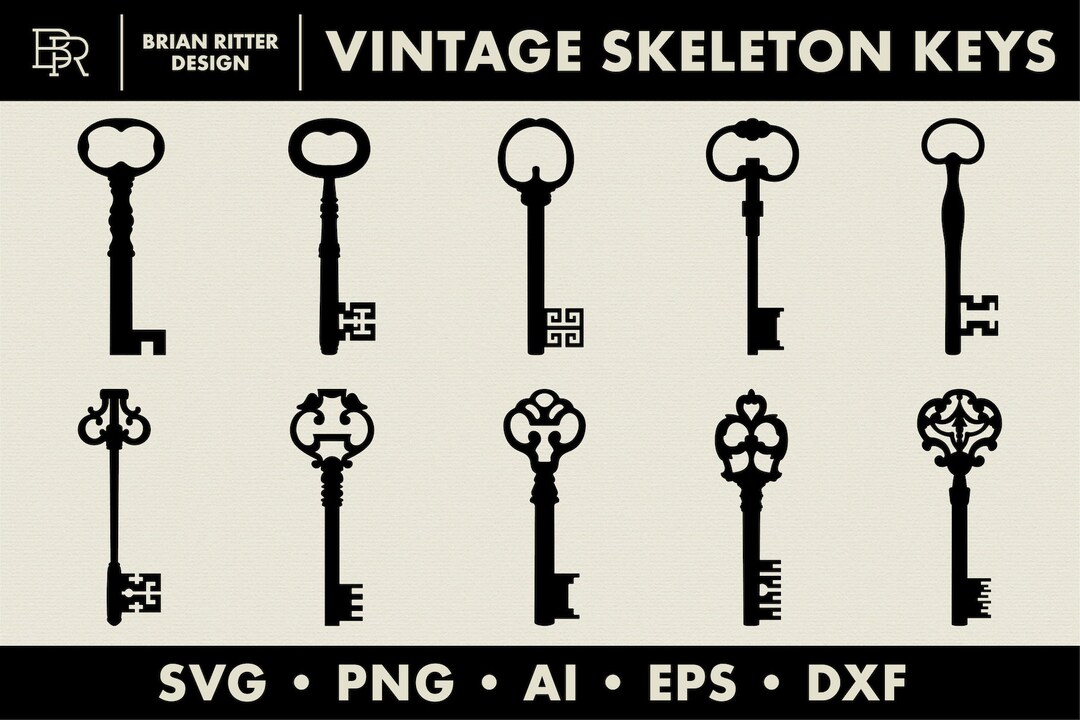 Vintage Skeleton Keys | Graphics | Cut Files | PNG | SVG | DXF ...
