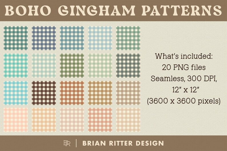 20 Boho Gingham Seamless Patterns | Checker | Plaid Background | PNG ...