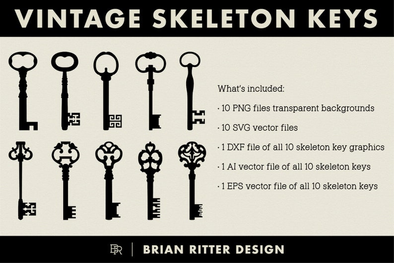 Vintage Skeleton Keys | Graphics | Cut Files | PNG | SVG | DXF ...