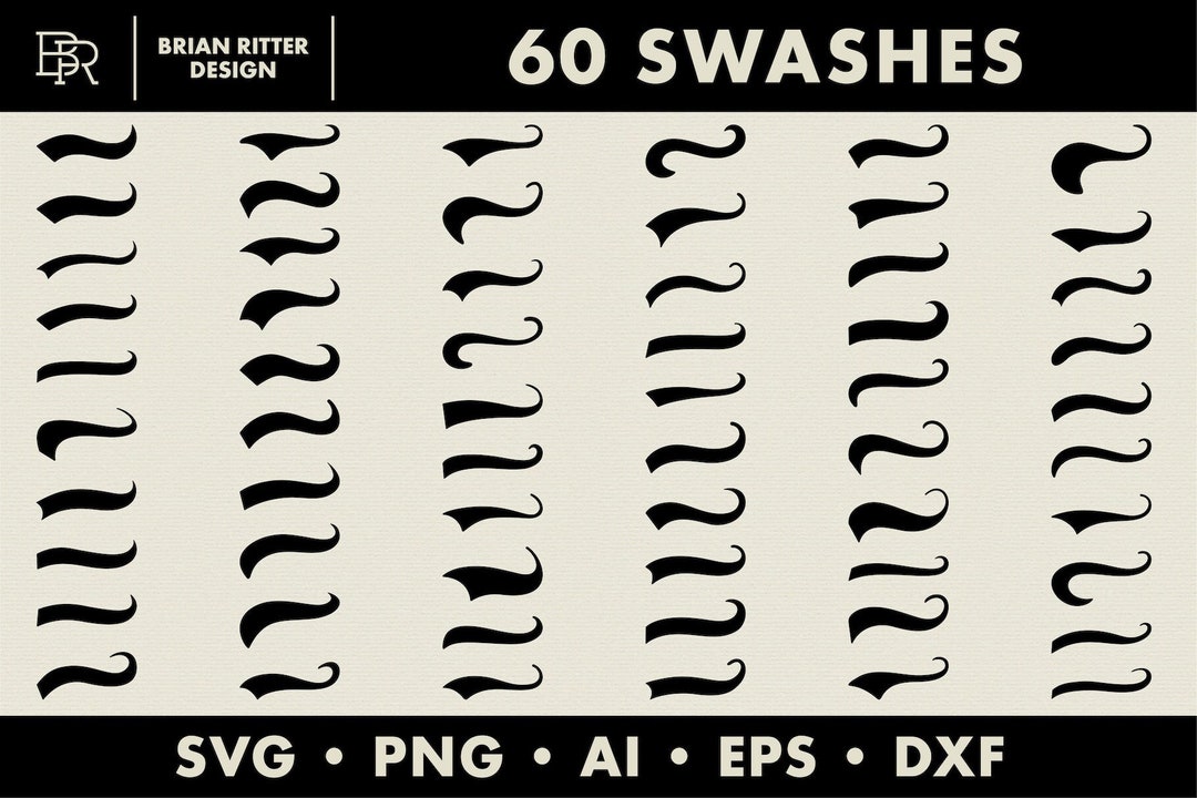 60 Swashes | Swooshes | Font Text Tails | PNG | SVG | DXF | Digital Art ...
