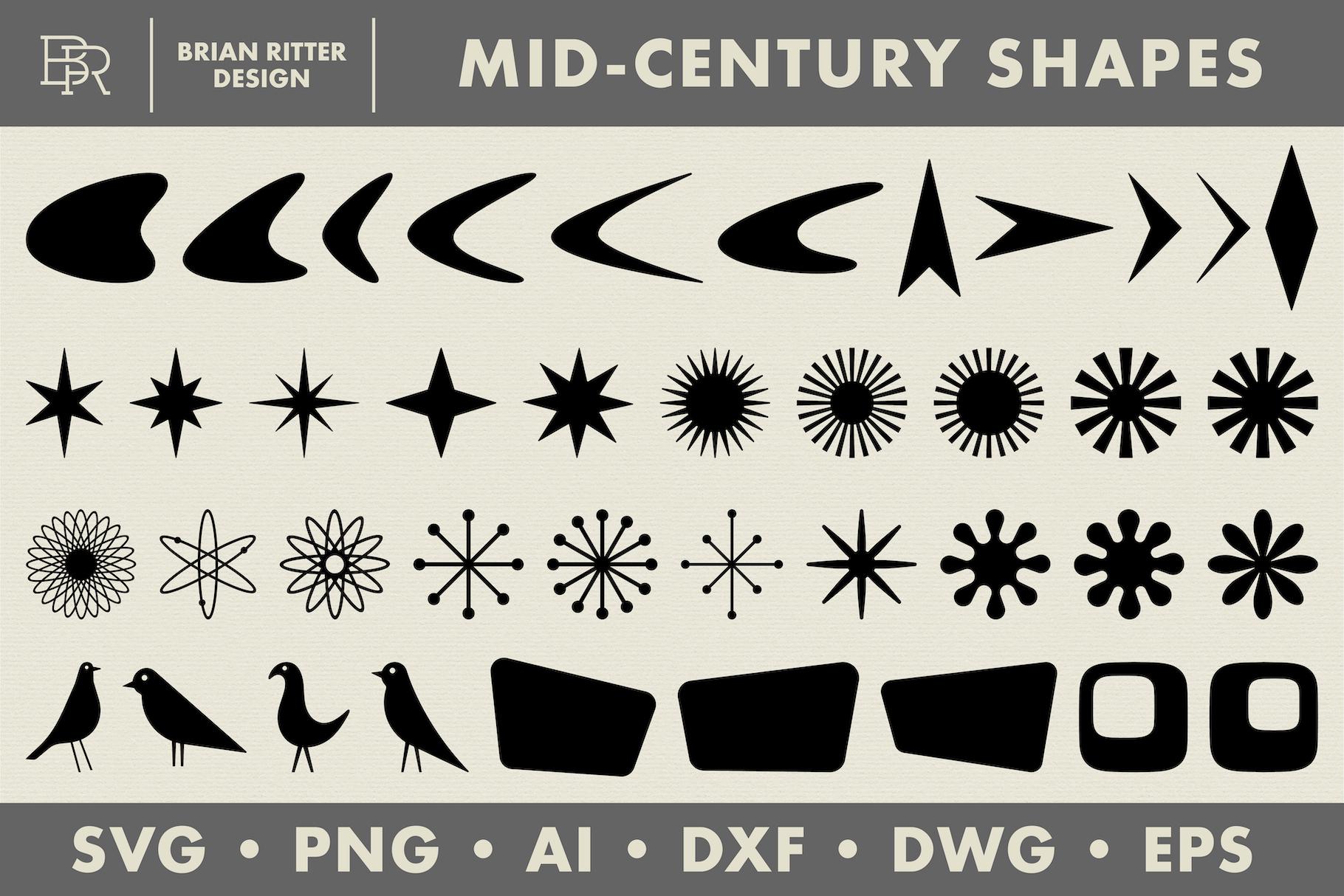 Mid-century Shapes | 1950s 1960s Retro Graphics | PNG | SVG | DXF ...