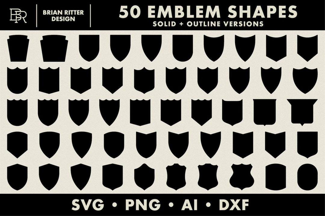 50 Emblem Shapes | Badge | Shield | Crest | PNG | SVG | DXF | Digital ...