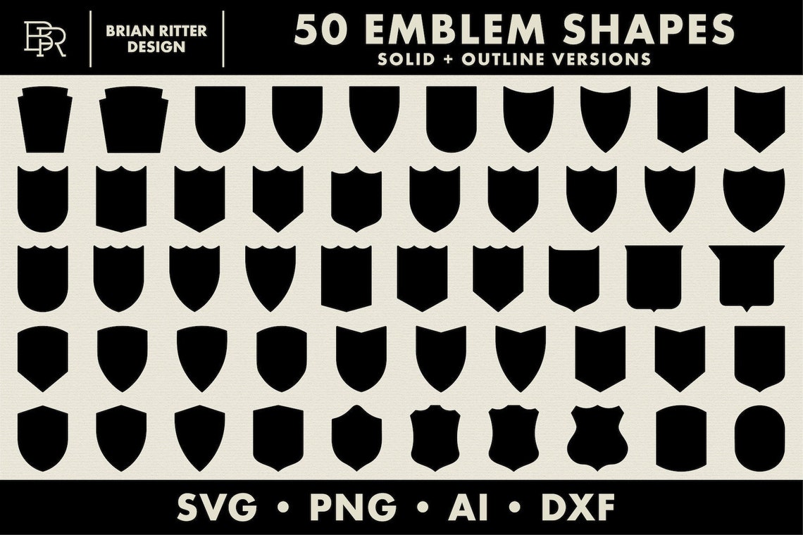 50 Emblem Shapes | Badge | Shield | Crest | PNG | SVG | DXF | Digital ...