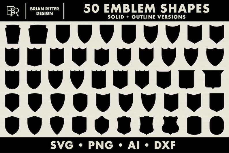 50 Emblem Shapes | Badge | Shield | Crest | PNG | SVG | DXF | Digital ...