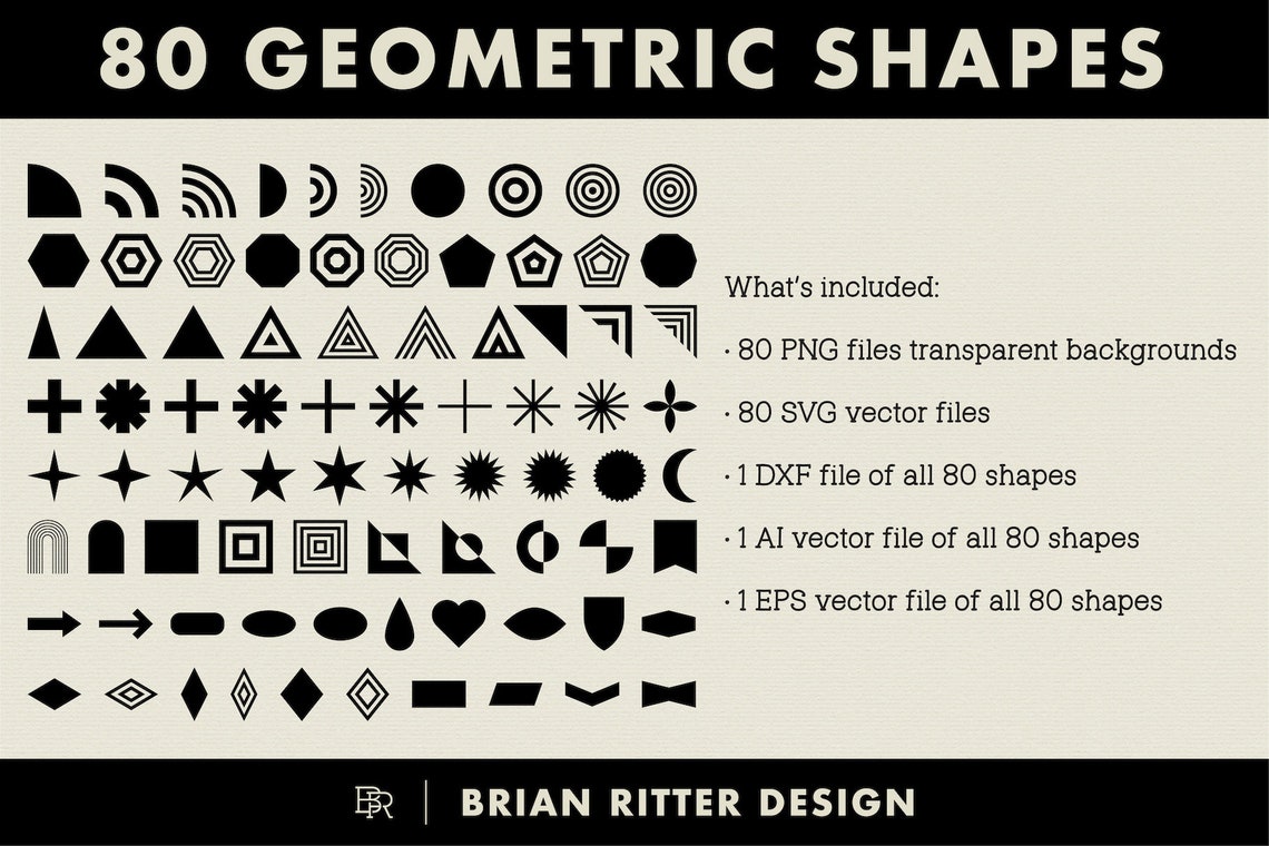 80 Geometric Shapes | Abstract | Bauhaus | Post-modern Art | PNG | SVG ...