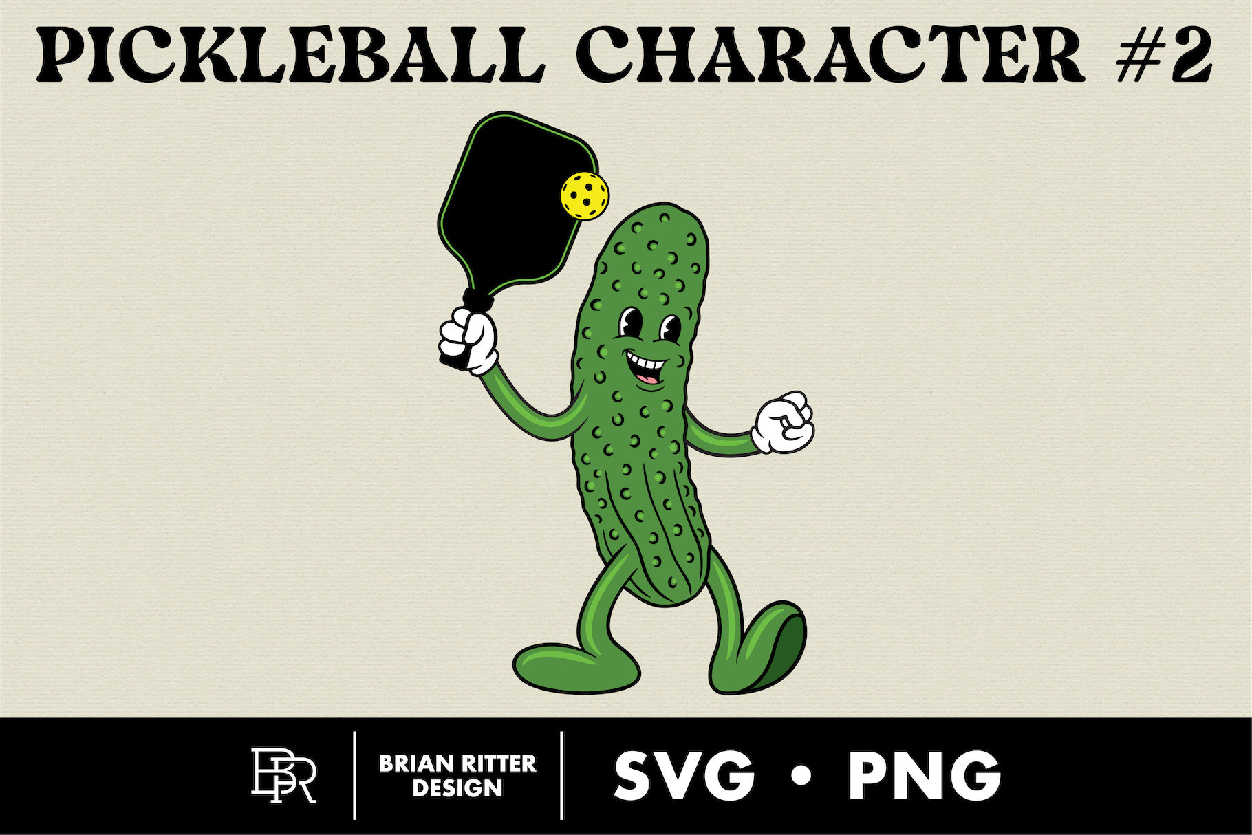 Pickleball Cartoon Character #2 | Retro Funny Character | Pickle Ball ...