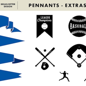 Vintage Pennants With Baseball Vector Elements - Etsy