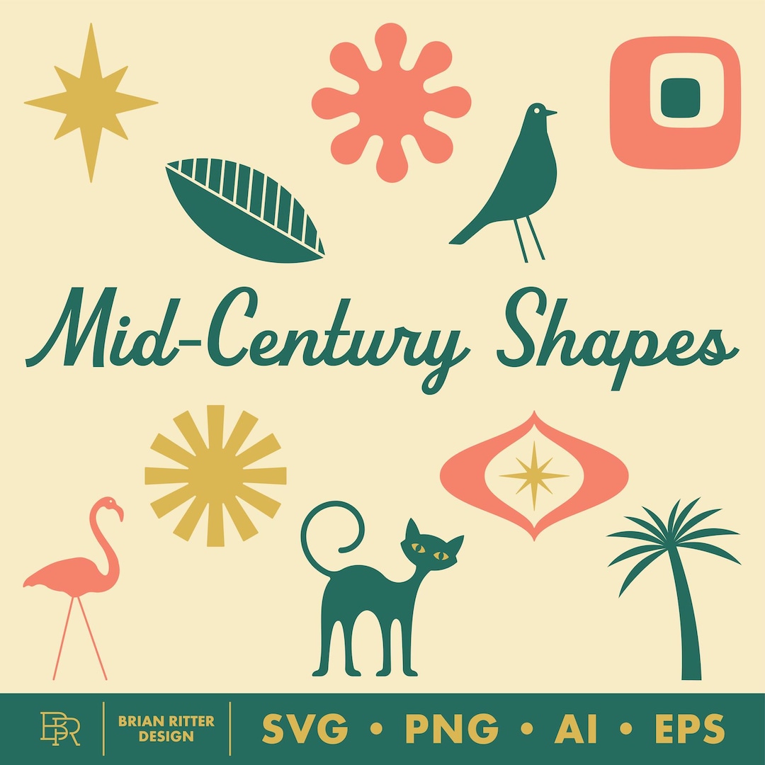 100 Mid-century Shapes | Retro Graphics | Googie | Palm Springs | PNG ...