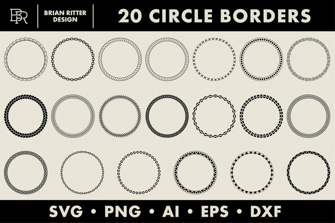 20 Circle Borders | Circular Frames | PNG | SVG | DXF | Digital Art ...