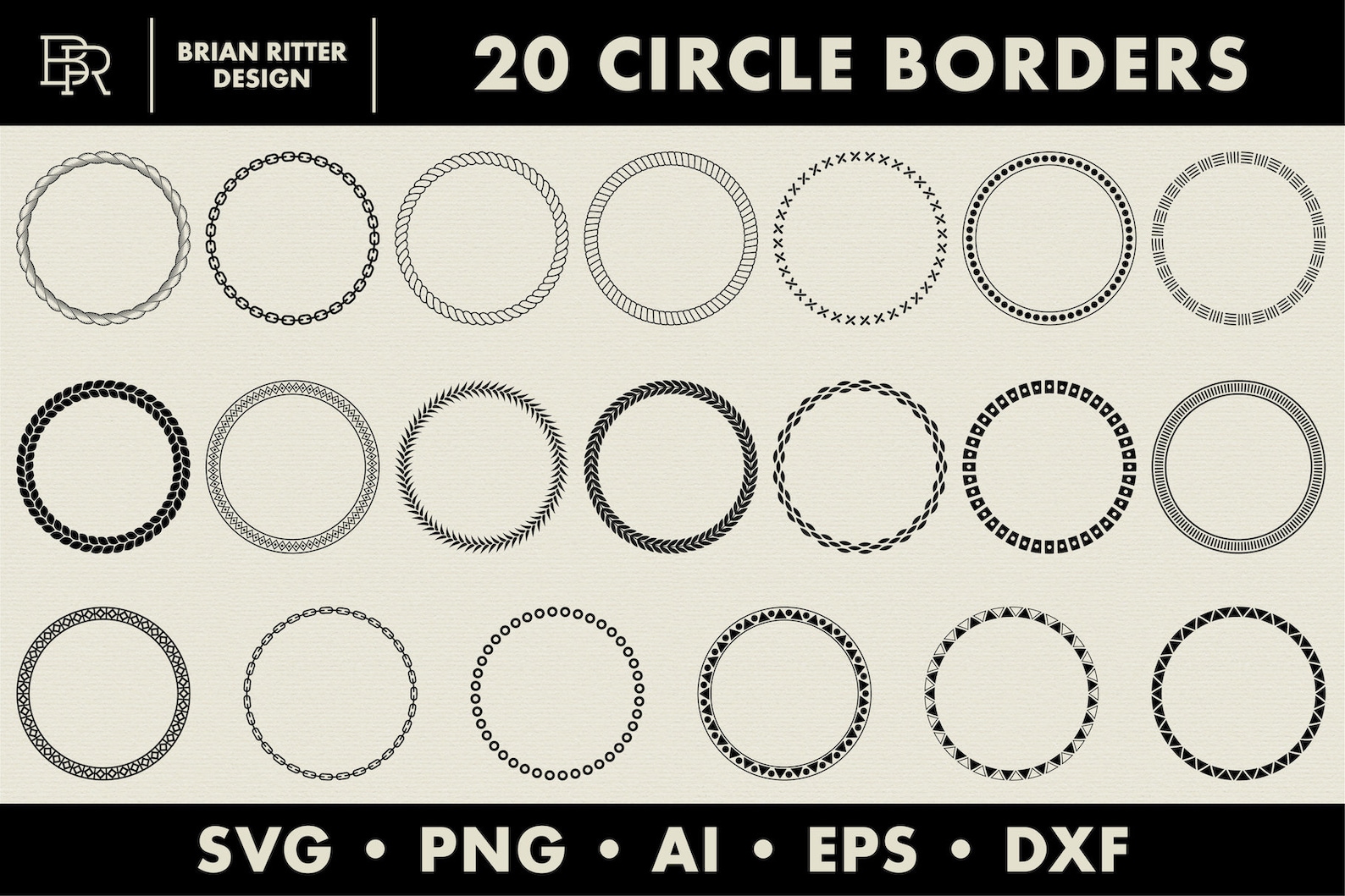 20 Circle Borders | Circular Frames | PNG | SVG | DXF | Digital Art ...