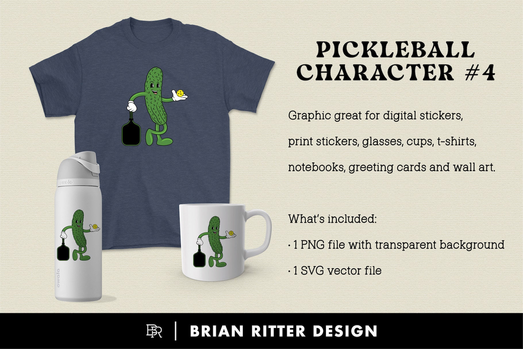 Pickleball Cartoon Character #4 | Retro Funny Character | Pickle Ball ...