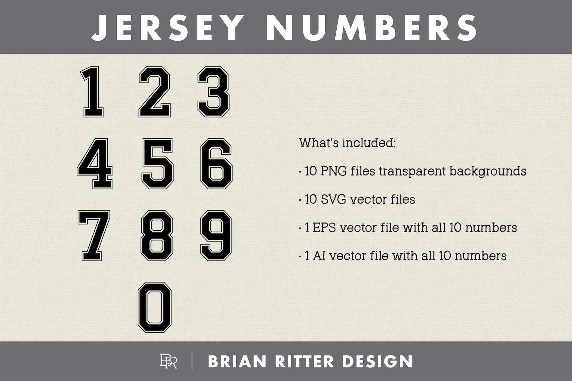 Jersey Numbers | Uniform Numerals | Graphic Objects | Sports Elements ...