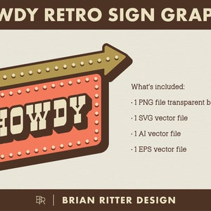 Howdy Retro Sign | Graphic | EPS | PNG | SVG | Digital Art | Printable ...