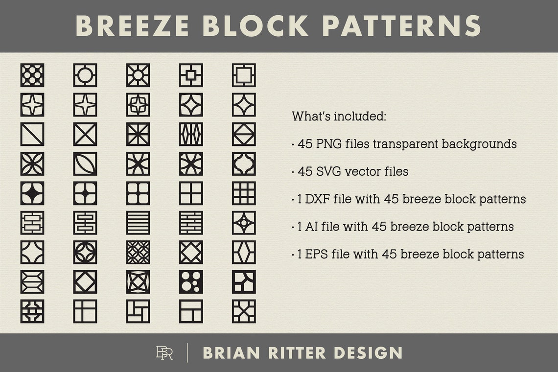 Breeze Block Patterns | Mid-century Architecture | PNG | SVG | DXF ...