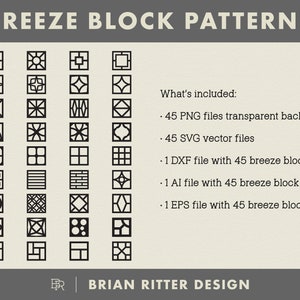 Breeze Block Patterns | Mid-century Architecture | PNG | SVG | DXF ...