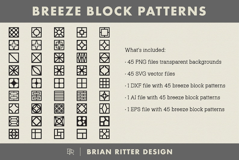 Breeze Block Patterns | Mid-century Architecture | PNG | SVG | DXF ...