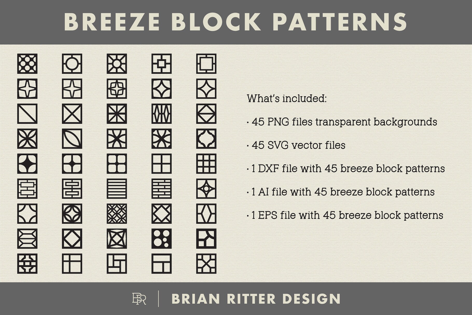 Breeze Block Patterns | Mid-century Architecture | PNG | SVG | DXF ...