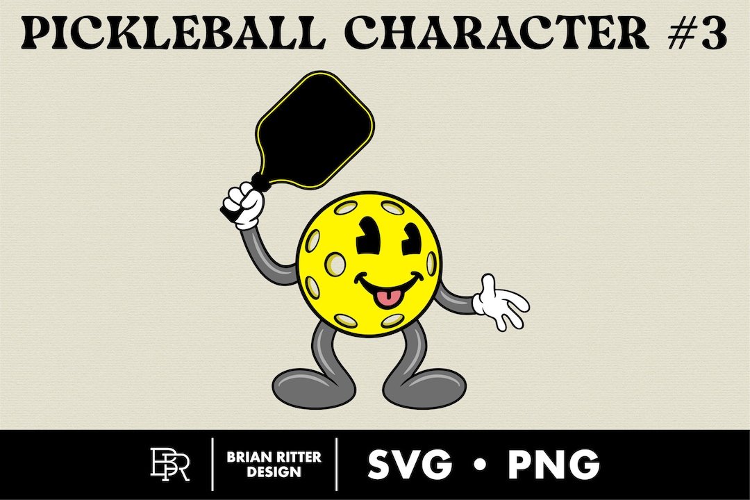 Pickleball Cartoon Character #3 | Retro Funny Character | Pickle Ball ...