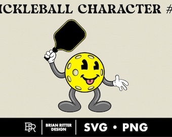 Pickleball Cartoon Character #4 | Retro Funny Character | Pickle Ball ...