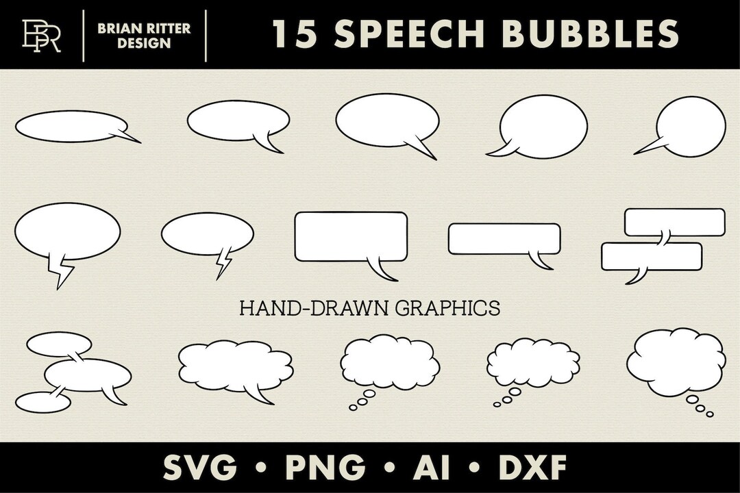 15 Speech Bubbles | Comic | Cartoon | PNG | SVG | DXF | Digital Art ...