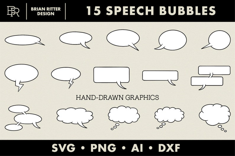 15 Speech Bubbles | Comic | Cartoon | PNG | SVG | DXF | Digital Art ...