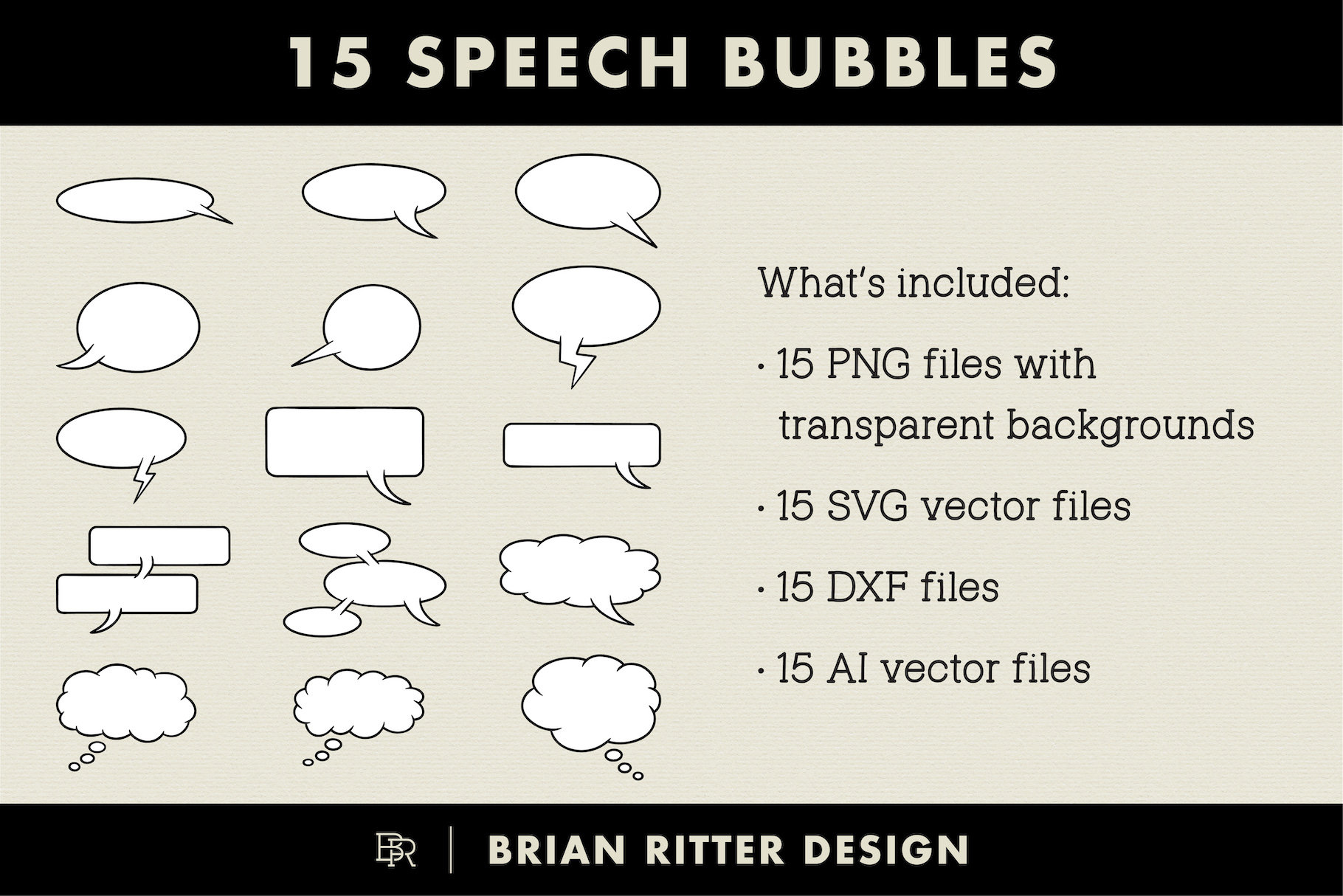15 Speech Bubbles | Comic | Cartoon | PNG | SVG | DXF | Digital Art ...