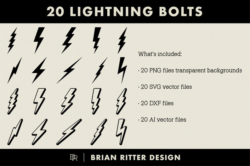 Lightning Bolts | Graphic Objects | Elements | PNG | SVG | DXF ...